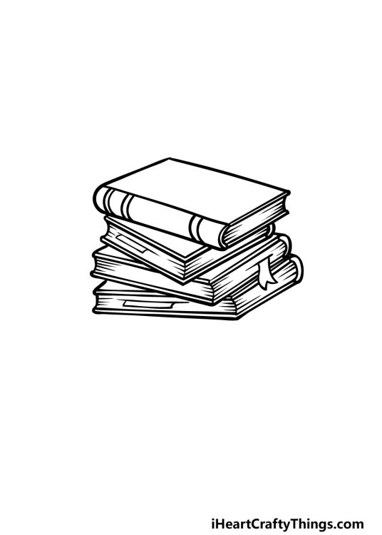 Stack Of Books Drawing - How To Draw A Stack Of Books Step By Step
