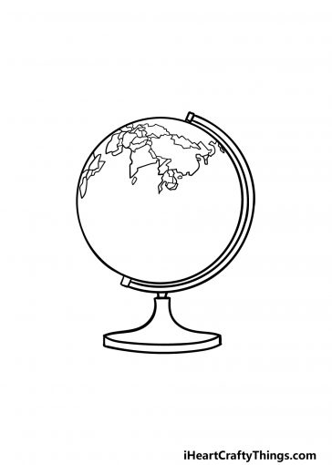 Globe Drawing - How To Draw A Globe Step By Step