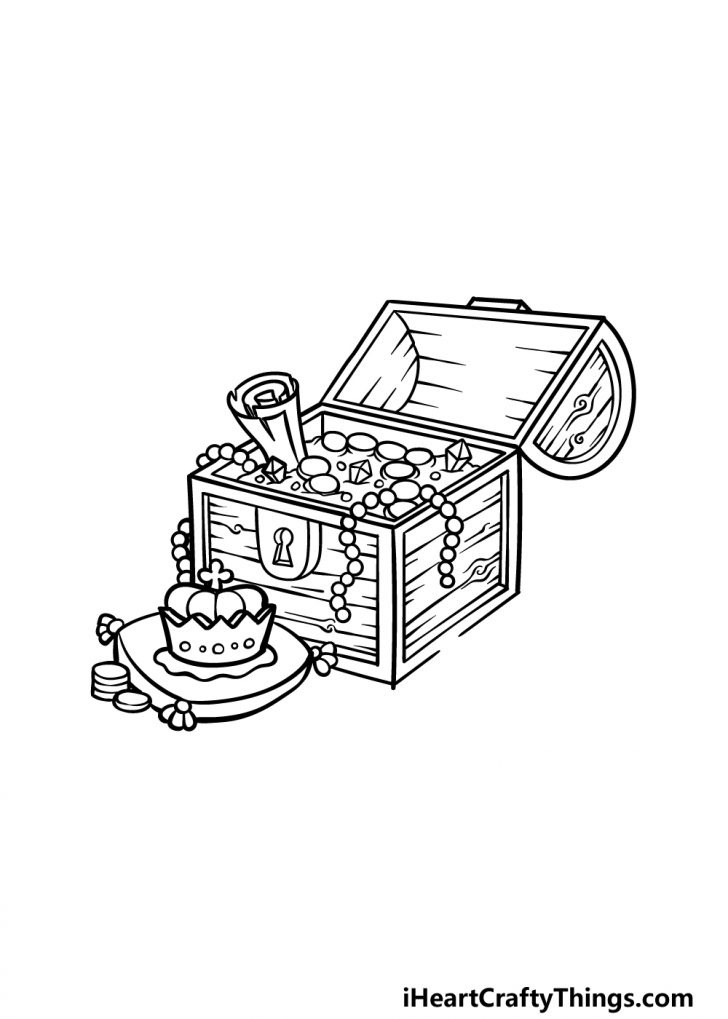 Treasure Chest Drawing - How To Draw A Treasure Chest Step By Step