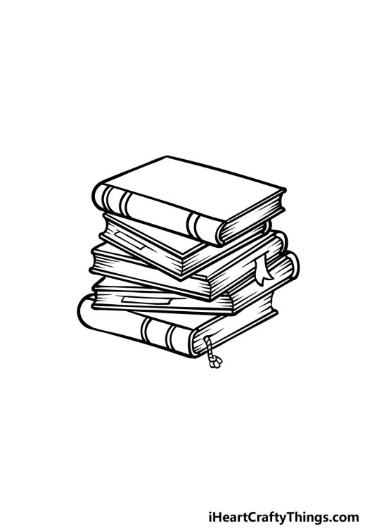 Stack Of Books Drawing - How To Draw A Stack Of Books Step By Step