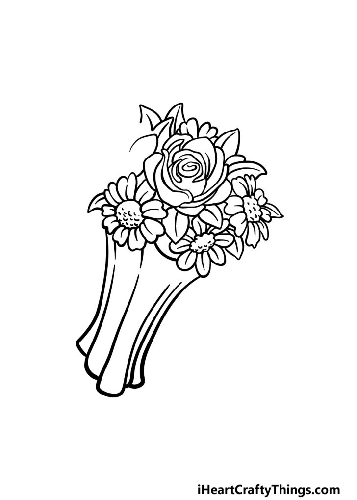 Flower Bouquet Drawing - How To Draw A Flower Bouquet Step By Step