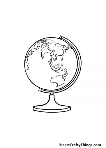 Globe Drawing - How To Draw A Globe Step By Step
