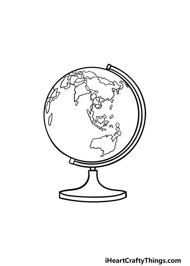 Globe Drawing - How To Draw A Globe Step By Step
