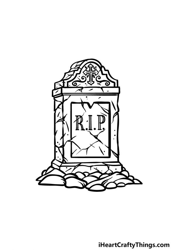 Tombstone Drawing - How To Draw A Tombstone Step By Step