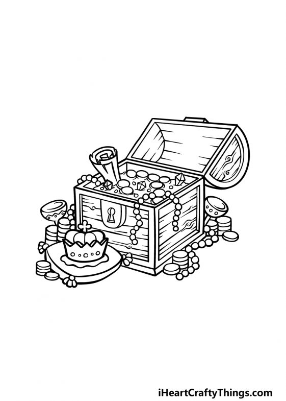 Treasure Chest Drawing - How To Draw A Treasure Chest Step By Step