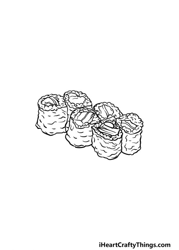 Sushi Drawing - How To Draw Sushi Step By Step