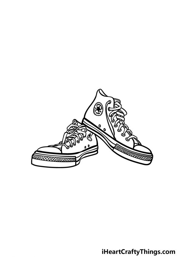 Converse Drawing - How To Draw Converse Step By Step