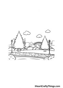 Park Drawing - How To Draw A Park Step By Step