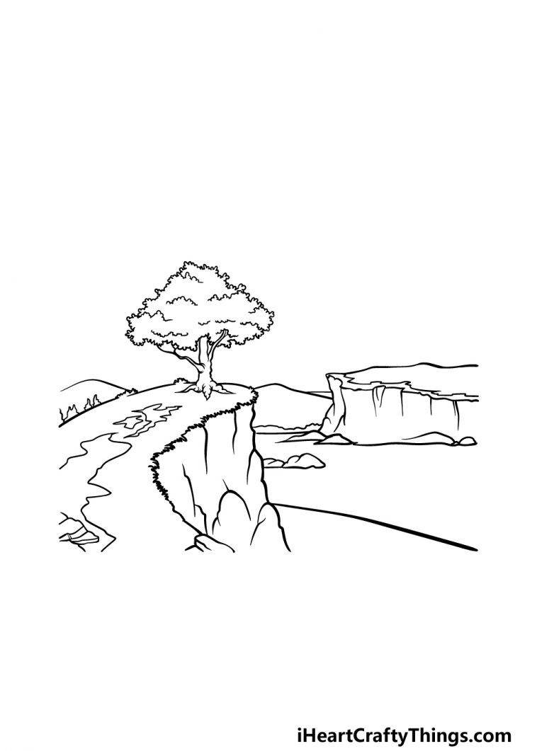 Cliff Drawing - How To Draw A Cliff Step By Step