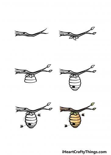 How To Draw A Beehive Step By Step - Easy Beehive Drawing