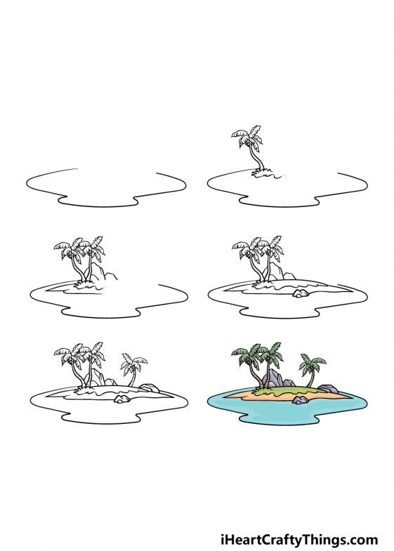 Island Drawing - How To Draw An Island Step By Step