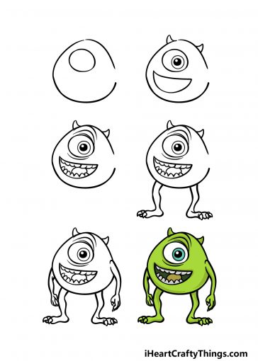 Mike Wazowski Drawing - How To Draw Mike Wazowski Step By Step