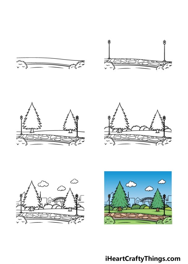 Park Drawing - How To Draw A Park Step By Step