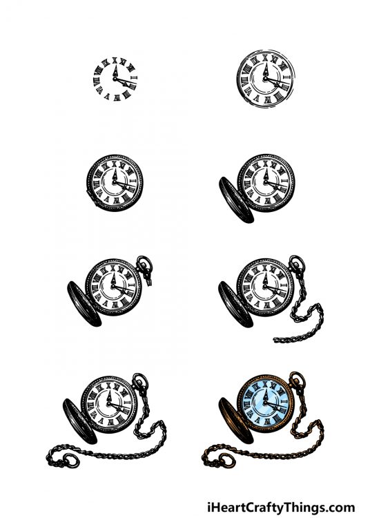 Pocket Watch Drawing - How To Draw A Pocket Watch Step By Step
