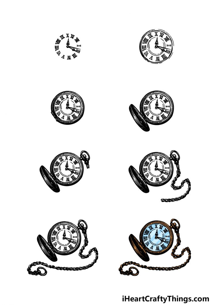 Pocket Watch Drawing - How To Draw A Pocket Watch Step By Step