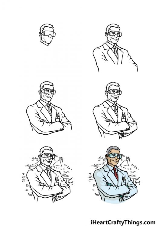 Scientist Drawing - How To Draw A Scientist Step By Step