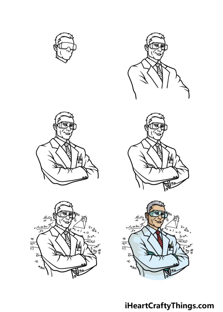 Scientist Drawing - How To Draw A Scientist Step By Step