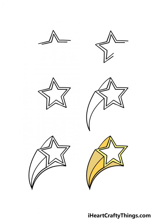 Shooting Star Drawing - How To Draw A Shooting Star Step By Step