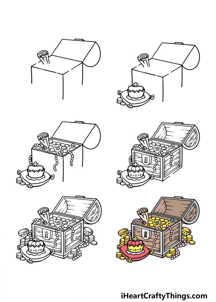 Treasure Chest Drawing - How To Draw A Treasure Chest Step By Step