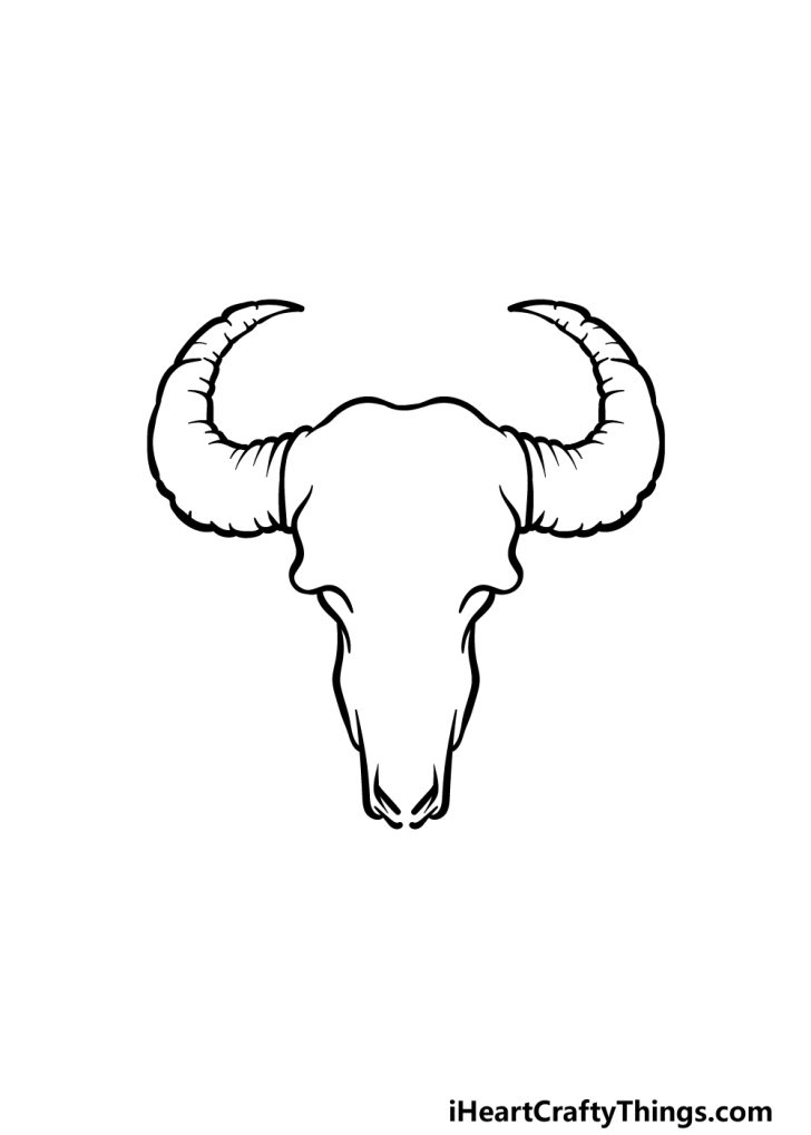 Bull Skull Drawing - How To Draw A Bull Skull Step By Step