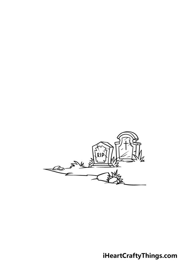Graveyard Drawing - How To Draw A Graveyard Step By Step