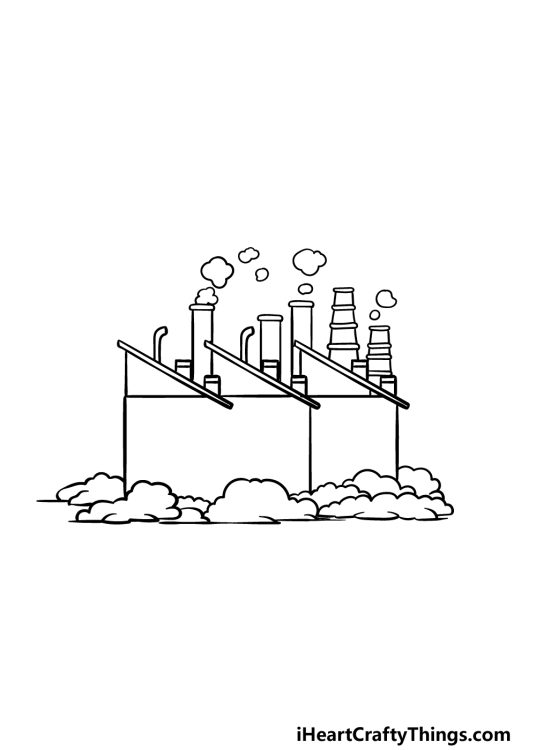 Factory Drawing - How To Draw A Factory Step By Step