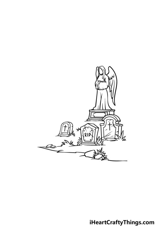 Graveyard Drawing - How To Draw A Graveyard Step By Step