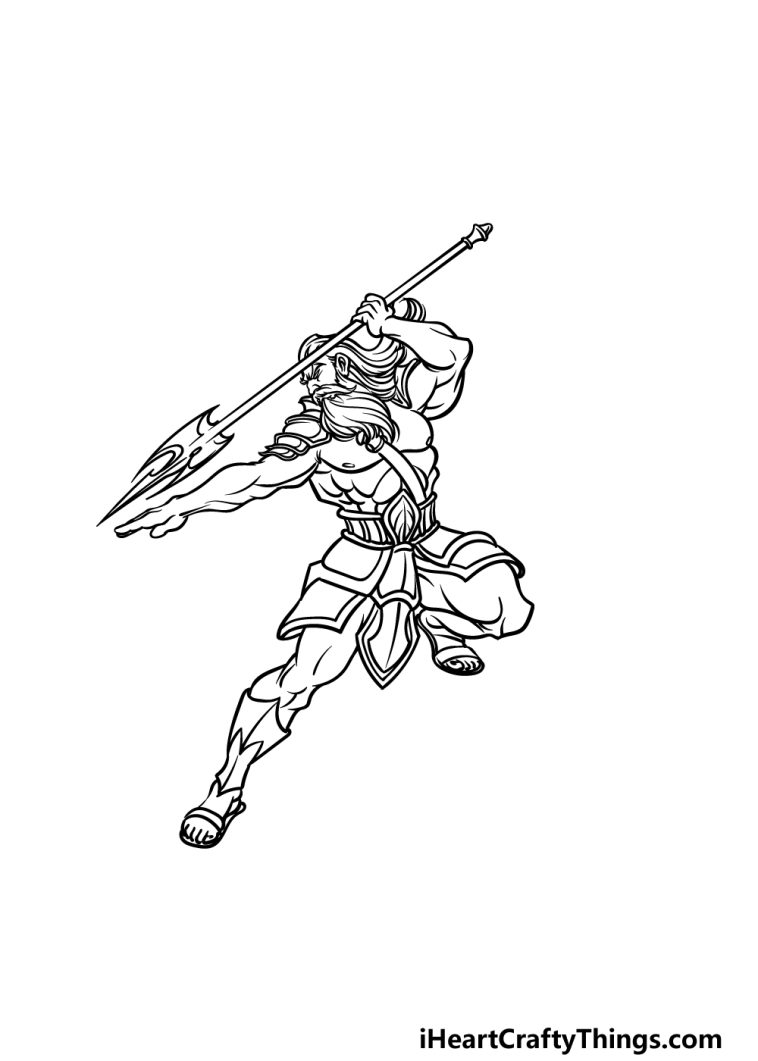 Poseidon Drawing - How To Draw Poseidon Step By Step