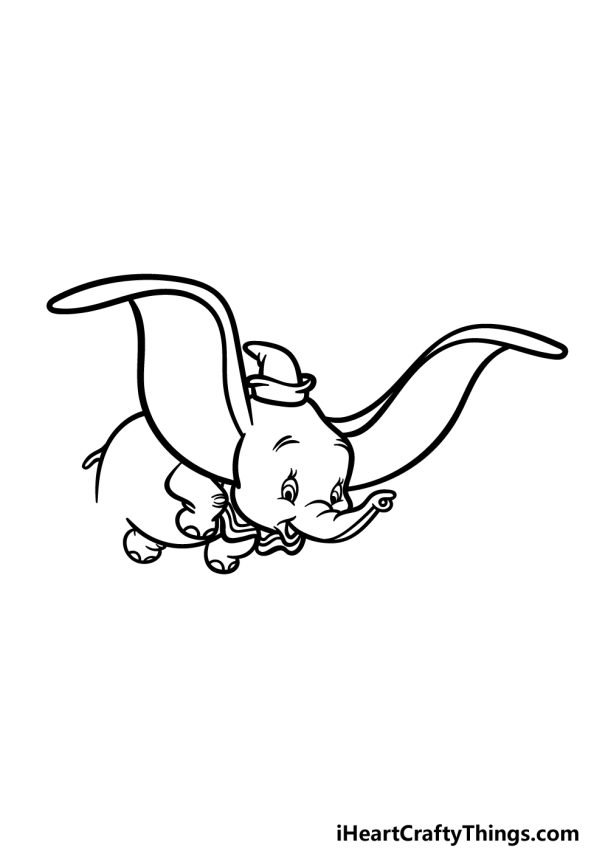 Dumbo Drawing - How To Draw Dumbo Step By Step