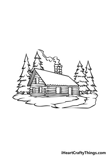 Cabin Drawing - How To Draw A Cabin Step By Step