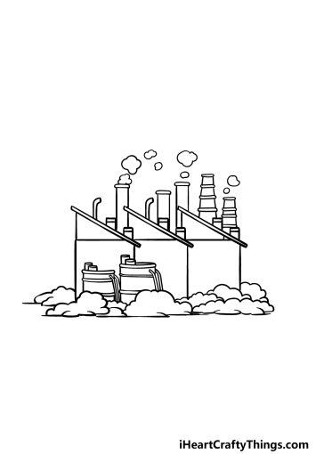 Factory Drawing - How To Draw A Factory Step By Step