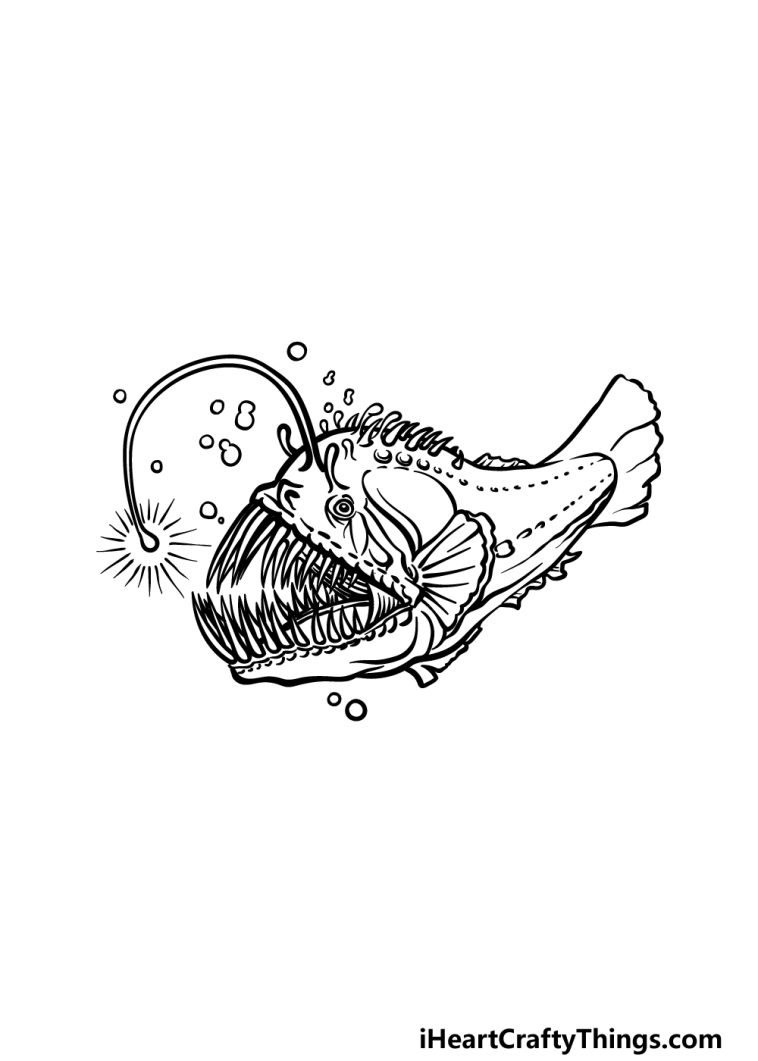 Angler Fish Drawing - How To Draw An Angler Fish Step By Step