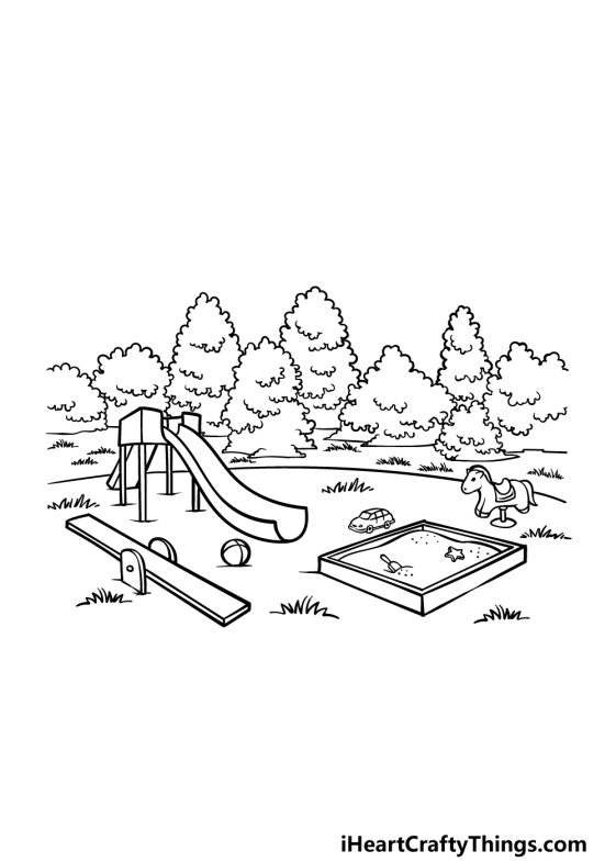 Playground Drawing - How To Draw A Playground Step By Step
