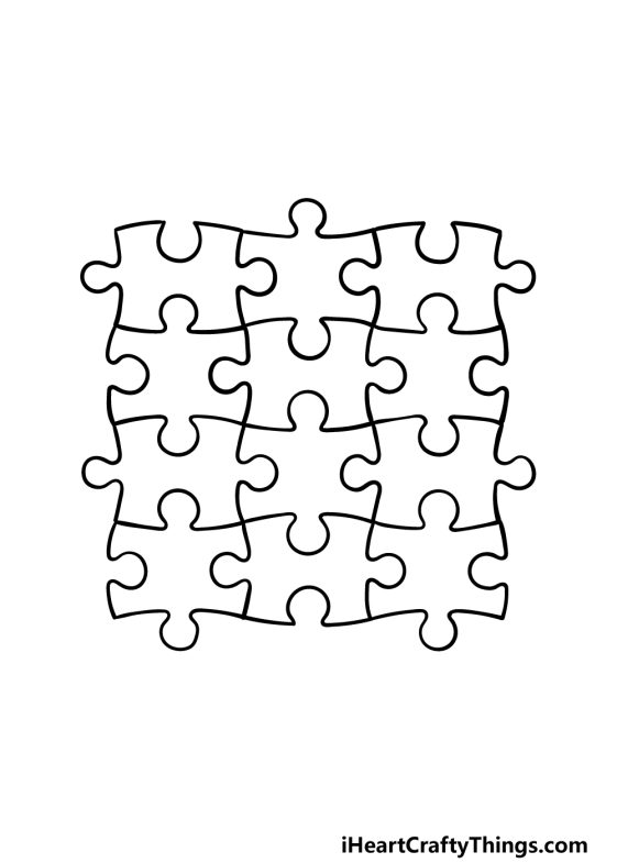 Puzzle Pieces Drawing - How To Draw Puzzle Pieces Step By Step