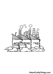 Factory Drawing - How To Draw A Factory Step By Step