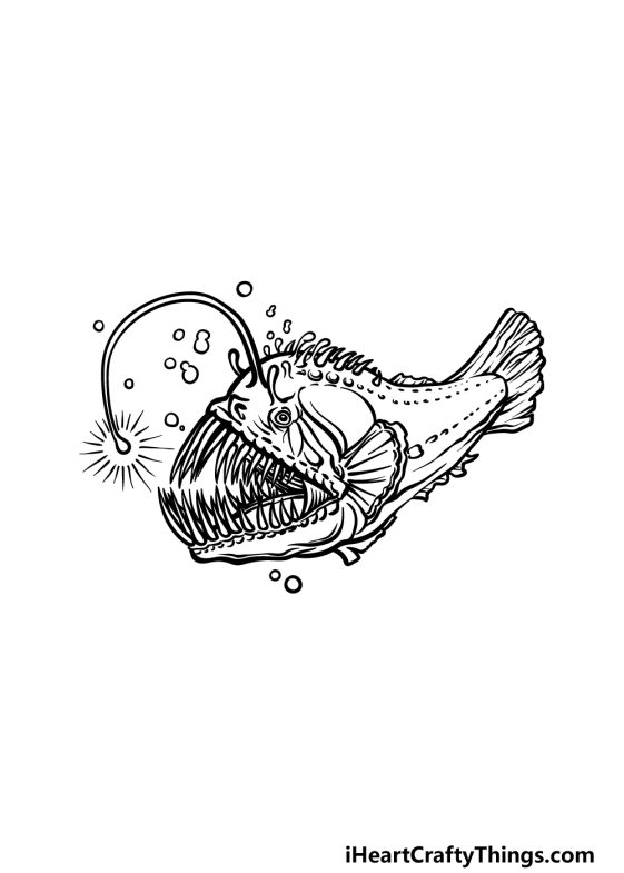Angler Fish Drawing - How To Draw An Angler Fish Step By Step