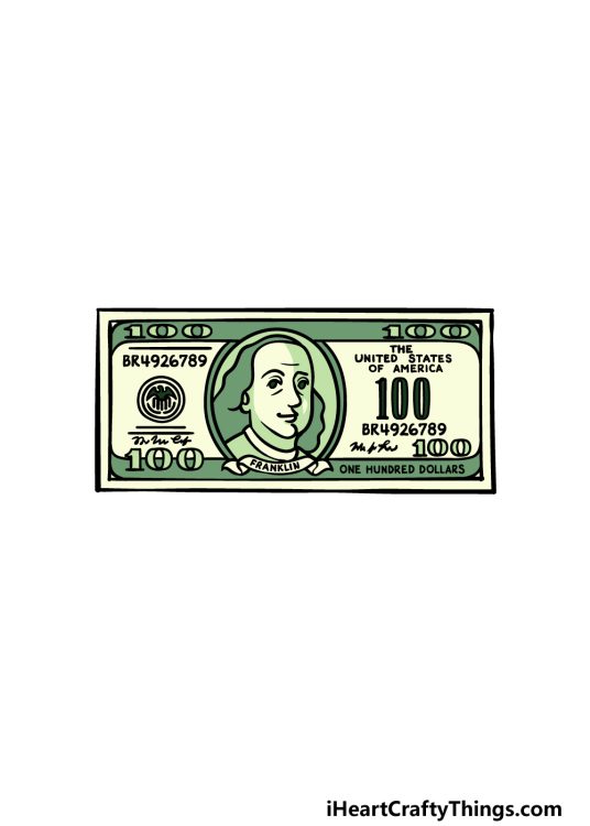 Dollar Bill Drawing - How To Draw A Dollar Bill Step By Step