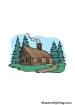 Cabin Drawing - How To Draw A Cabin Step By Step
