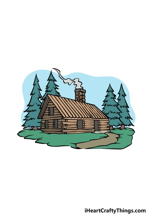 Cabin Drawing - How To Draw A Cabin Step By Step