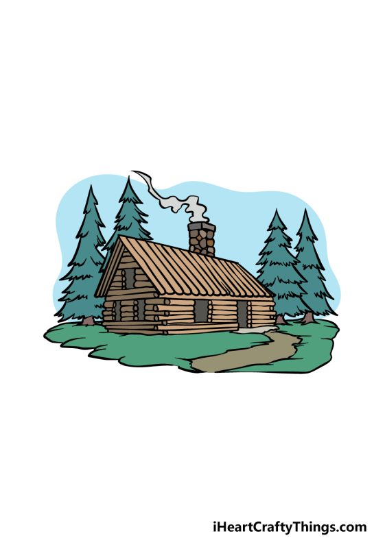Cabin Drawing - How To Draw A Cabin Step By Step
