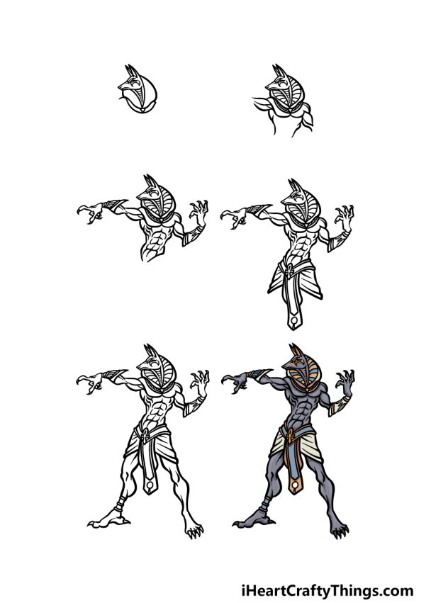 Anubis Drawing - How To Draw Anubis Step By Step