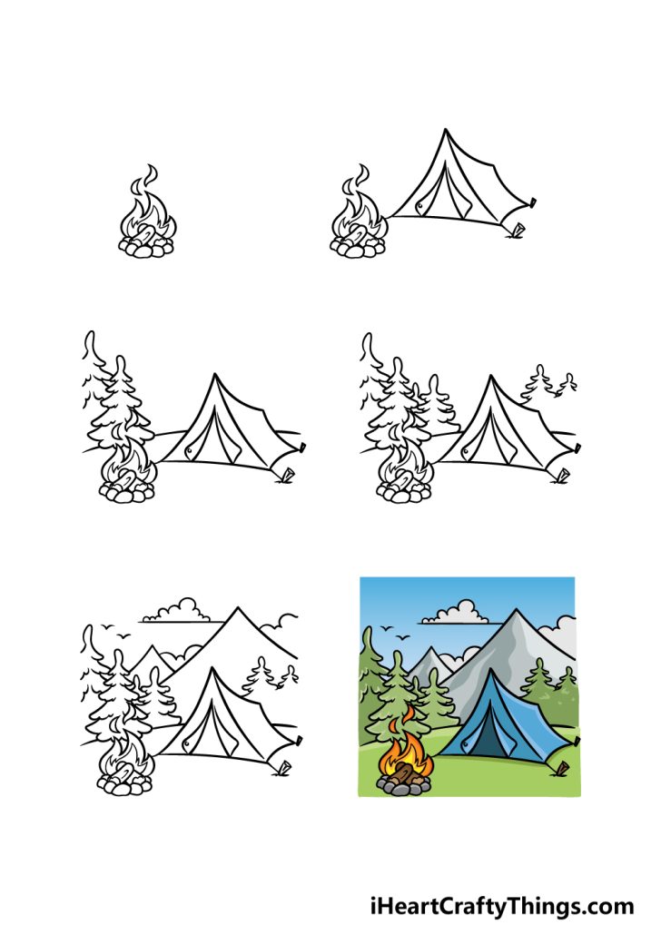 Camping Drawing - How To Draw Camping Step By Step