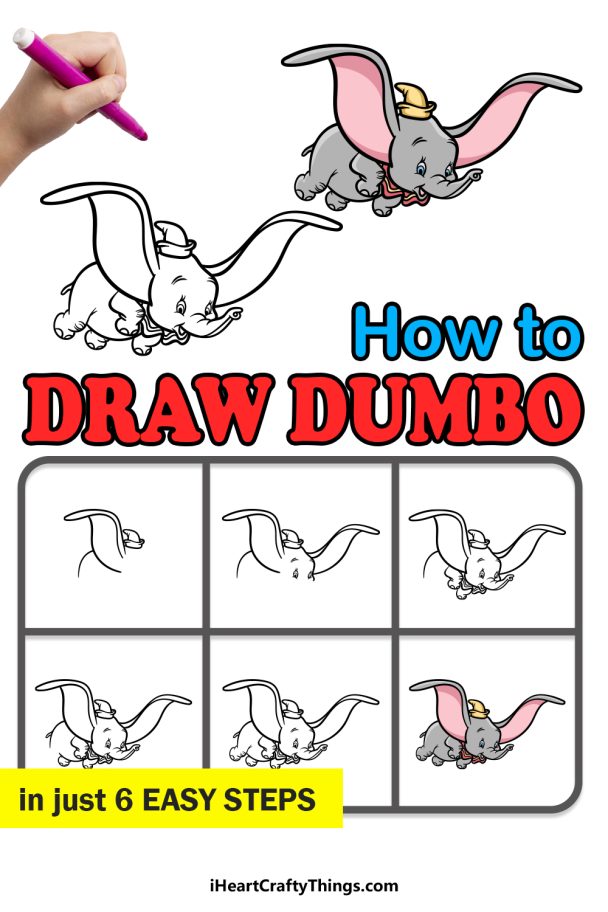 Dumbo Drawing - How To Draw Dumbo Step By Step