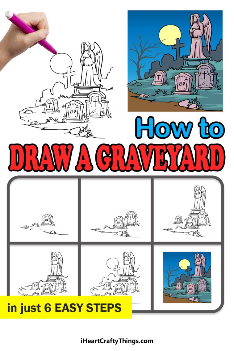 Graveyard Drawing - How To Draw A Graveyard Step By Step