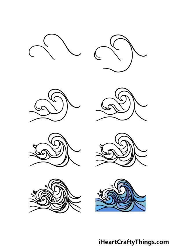 Ocean Waves Drawing - How To Draw Ocean Waves Step By Step