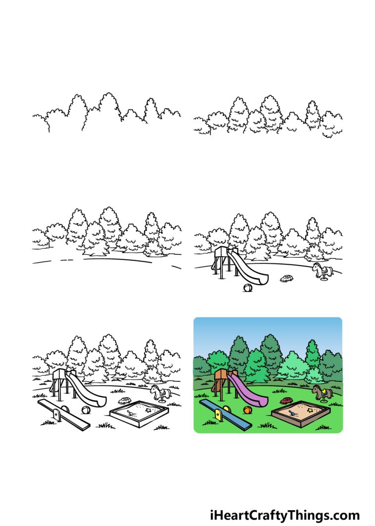 Playground Drawing - How To Draw A Playground Step By Step