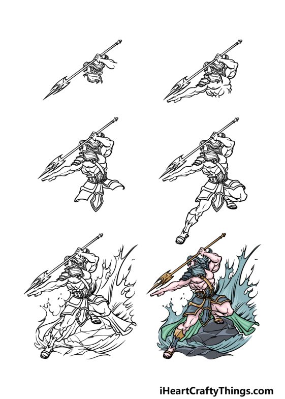 Poseidon Drawing - How To Draw Poseidon Step By Step