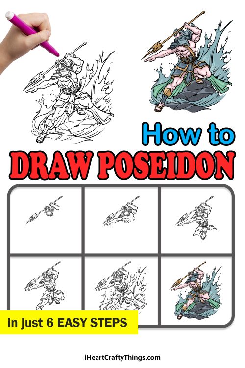 Poseidon Drawing - How To Draw Poseidon Step By Step