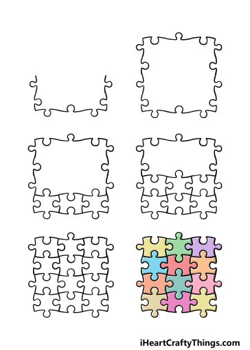 Puzzle Pieces Drawing - How To Draw Puzzle Pieces Step By Step