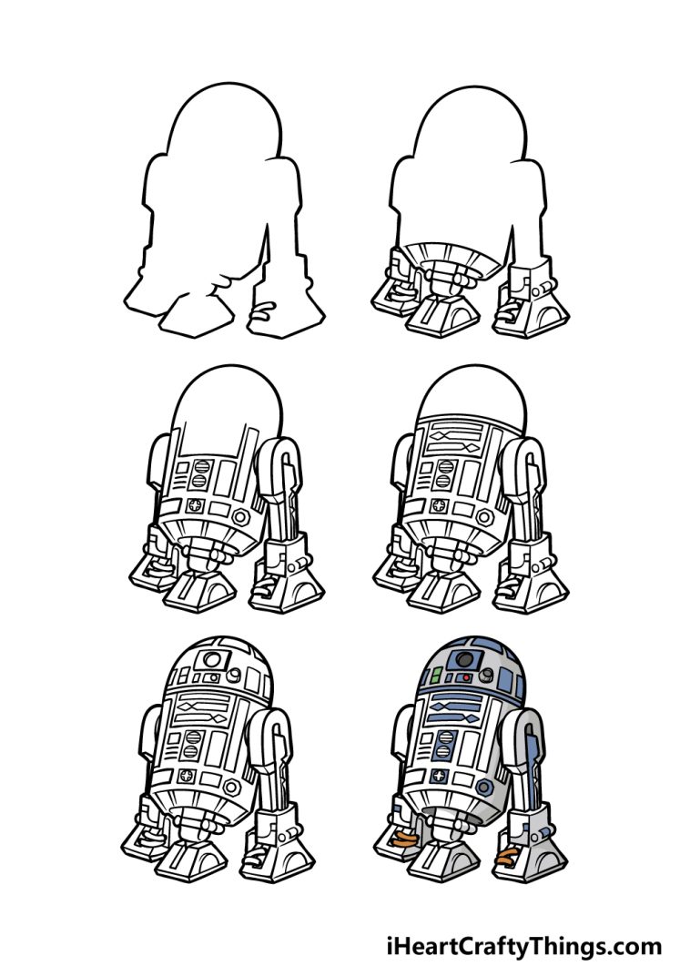 R2D2 Drawing - How To Draw R2D2 Step By Step